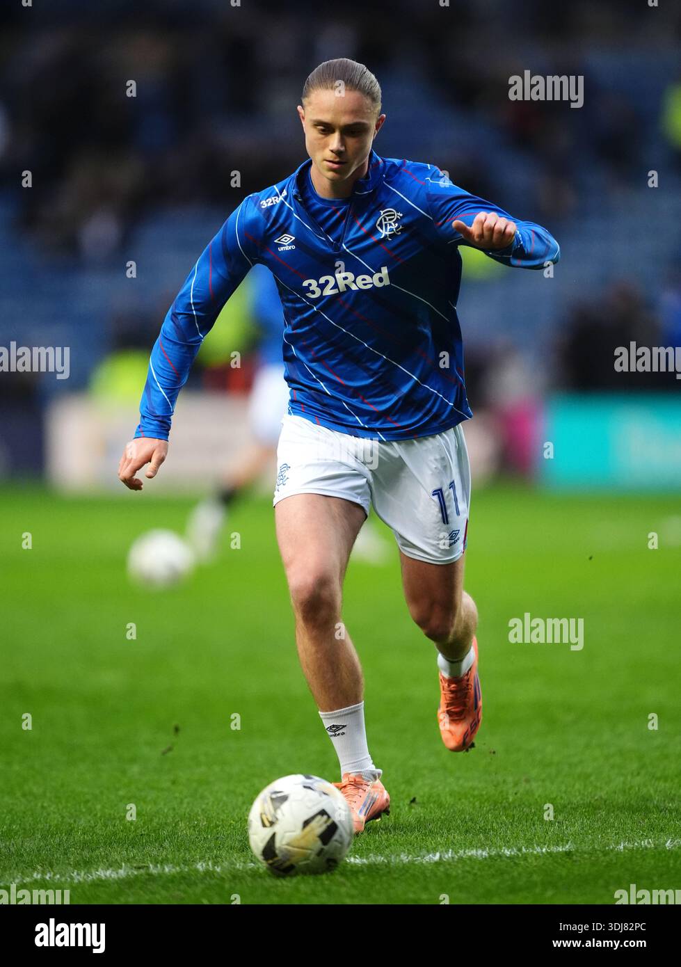 Rangers' Thelo Aasgaard warming up ahead of the William Hill ...