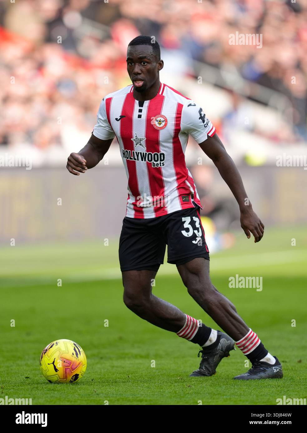 Brentford's Michael Kayode during the Premier League match at the Gtech ...