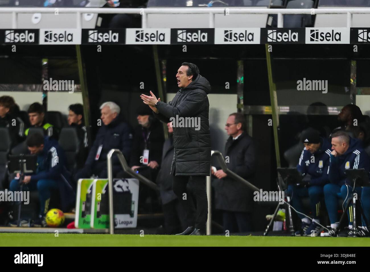 Unai Emery Manager Of Aston Villa gestures during the Newcastle United ...