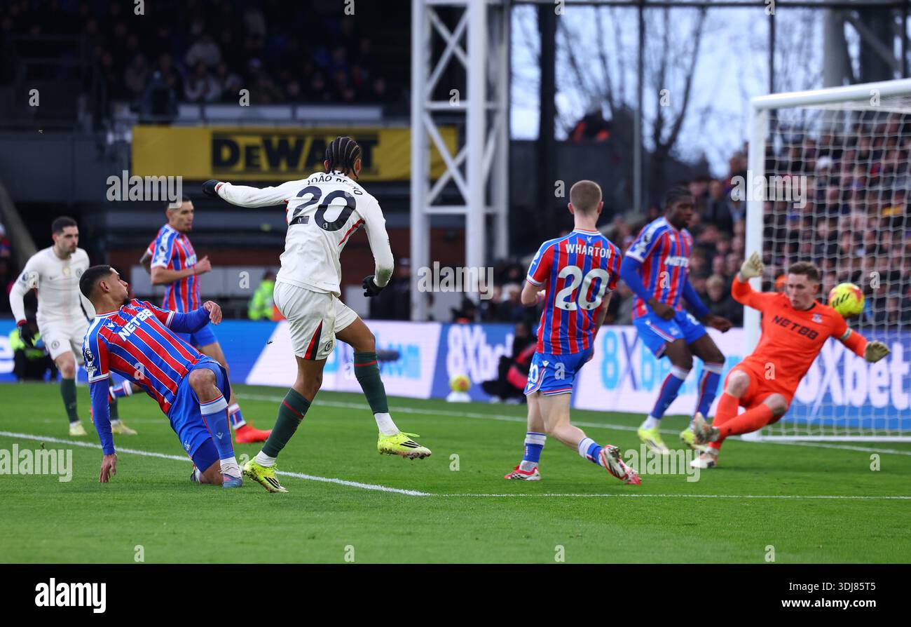 London, England, 25th January 2026. Joao Pedro of Chelsea scores to ...