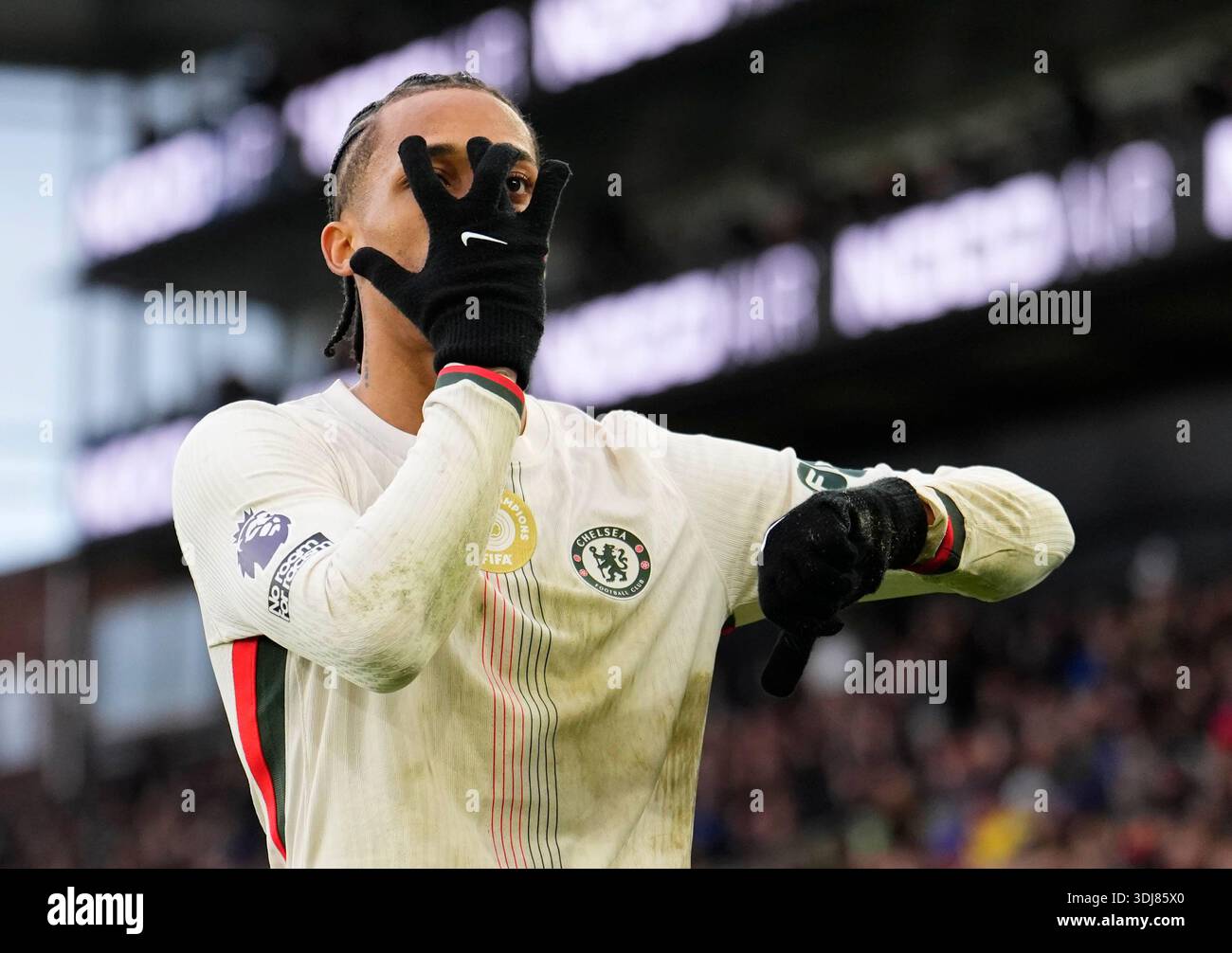 Chelsea's Joao Pedro celebrates scoring their side's second goal of the ...