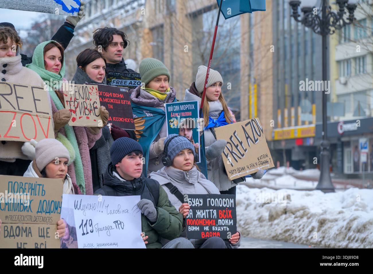 Kyiv, Ukraine - 25th January,2026: Ukrainians rally in Kyiv holding ...