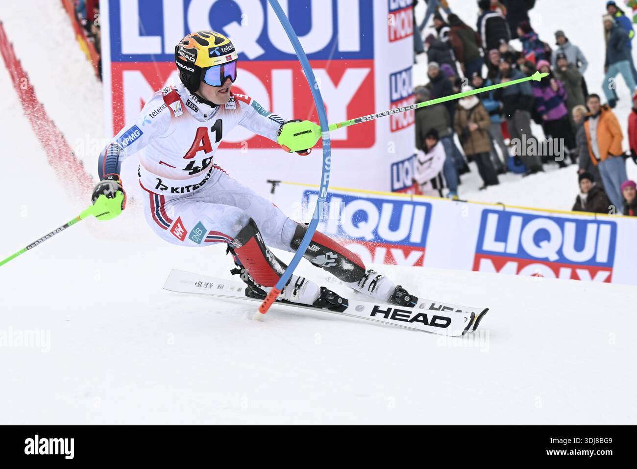 KITZBUEHEL, AUSTRIA - JANUARY 25: Hans Grahl-Madsen of Norway in action ...