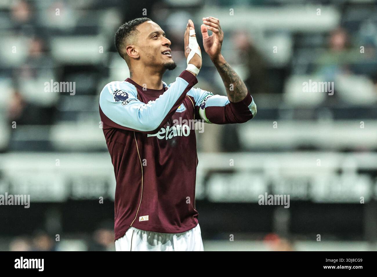 Ezri Konsa of Aston Villa applauds the fans after the game during the ...