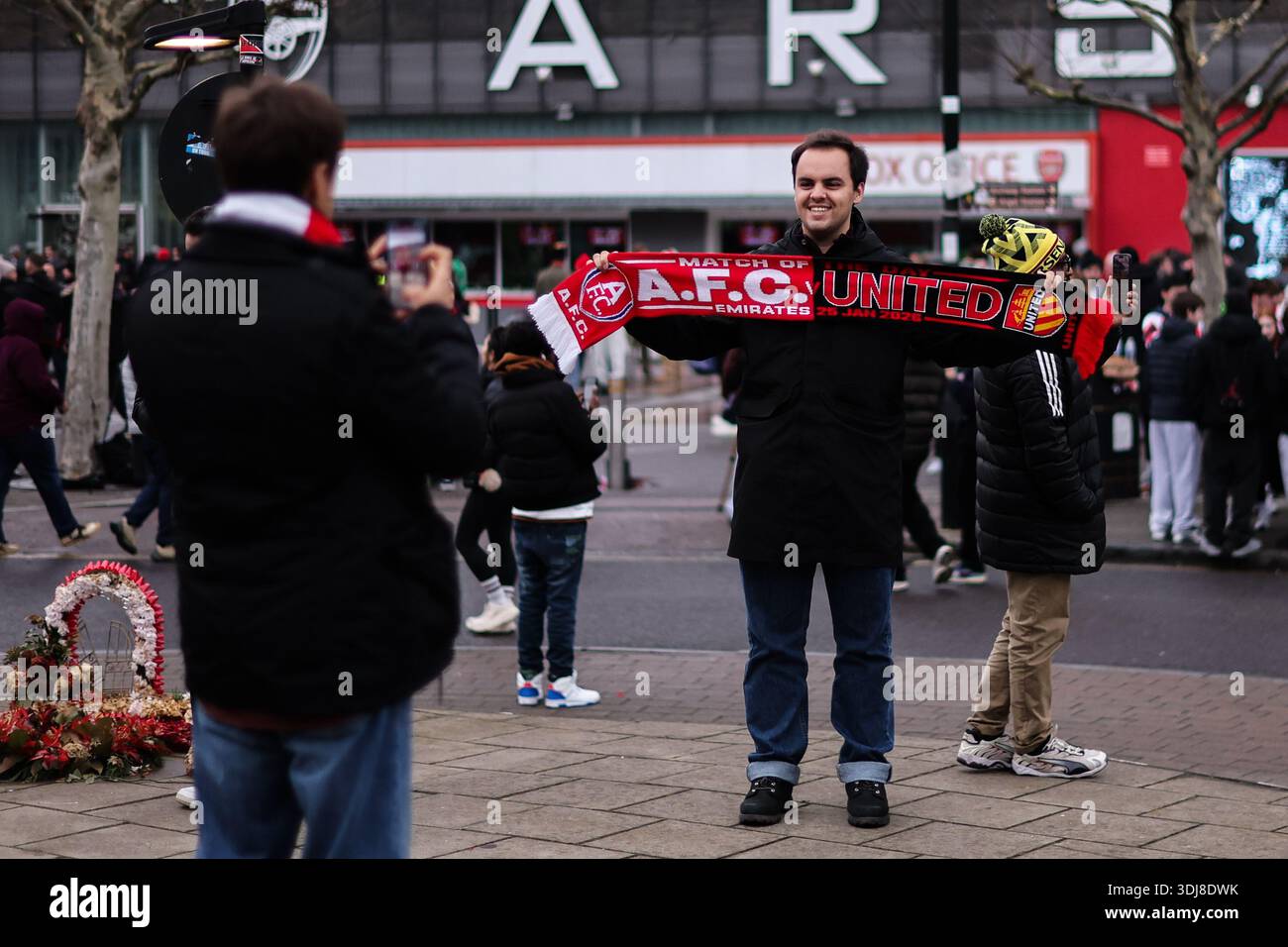 London, England, 25th January 2026. A fan poses for a photo ahead of ...