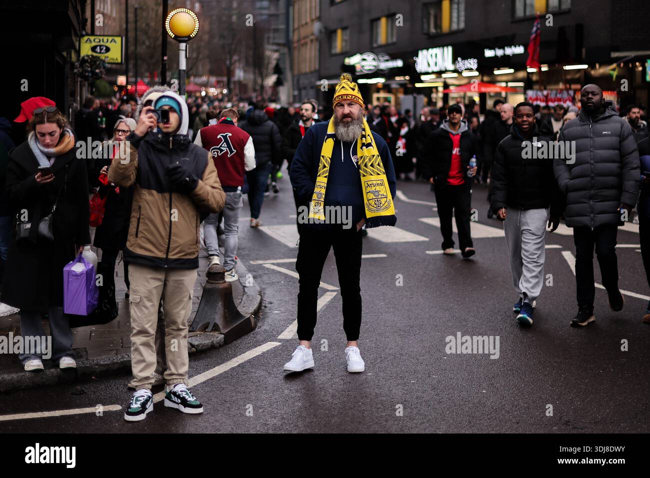 London, England, 25th January 2026. An Arsenal fan makes their way to ...