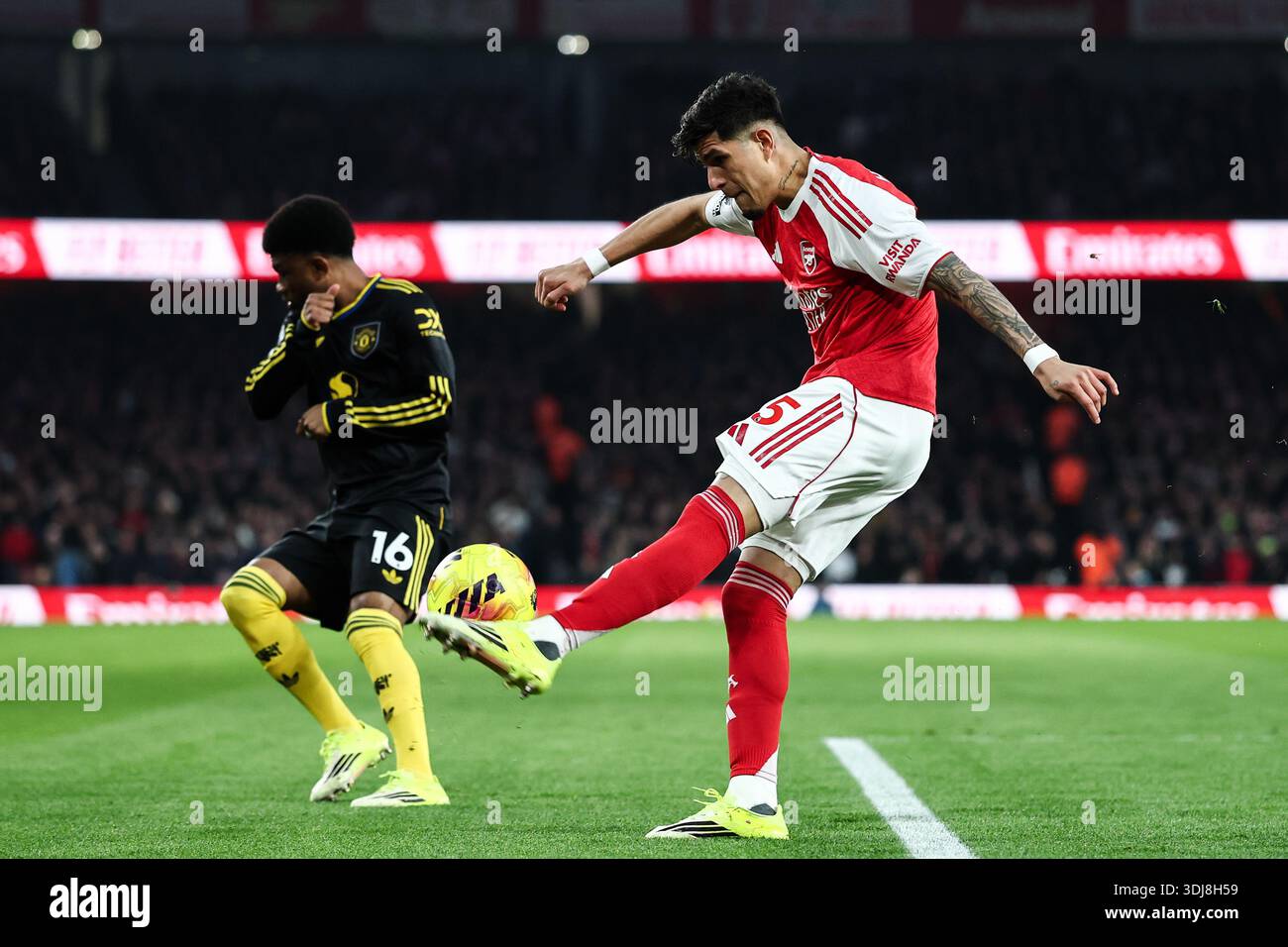 London, England, 25th January 2026. Piero Hincapie of Arsenal clears ...