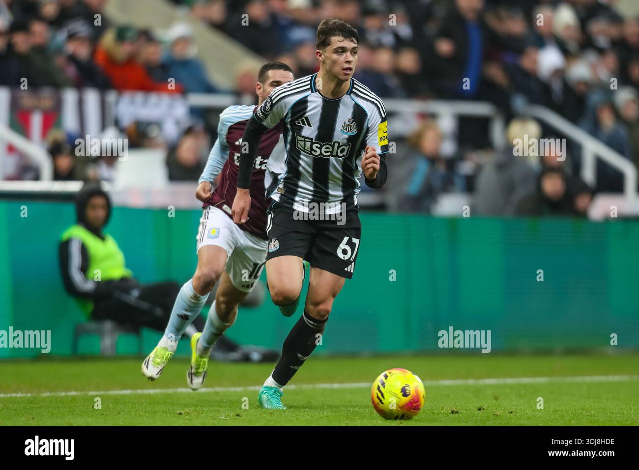 Lewis Miley Of Newcastle United in action during the Newcastle United v ...