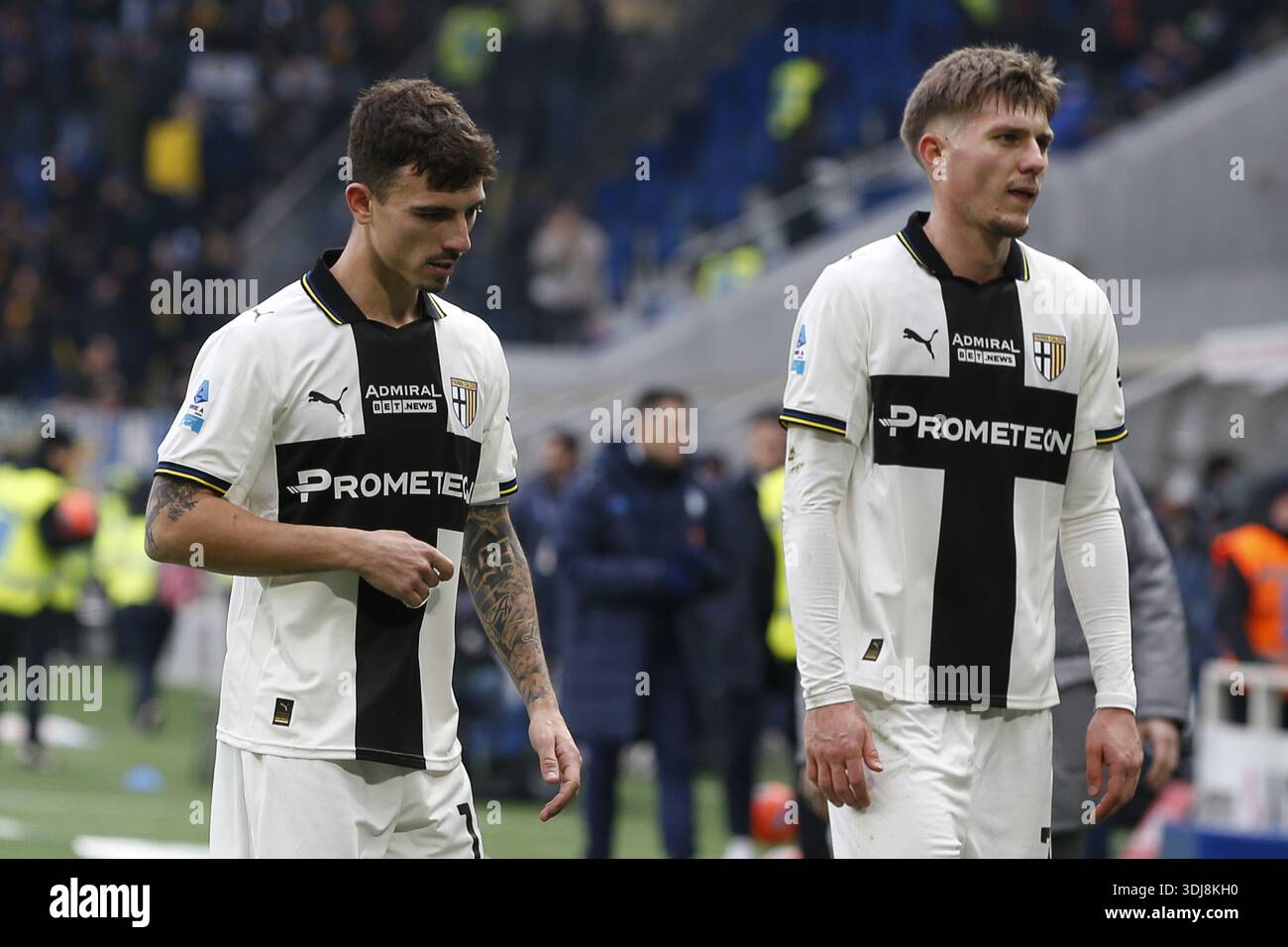 Adrian Benedyczak of Parma AC and Enrico Delprato of Parma AC expresses ...