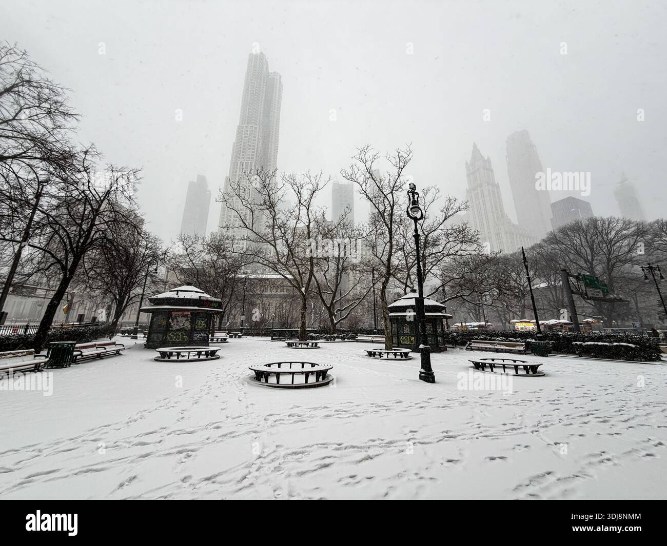 New York, United States. 25th January, 2026. DCAS Plaza is seen covered ...