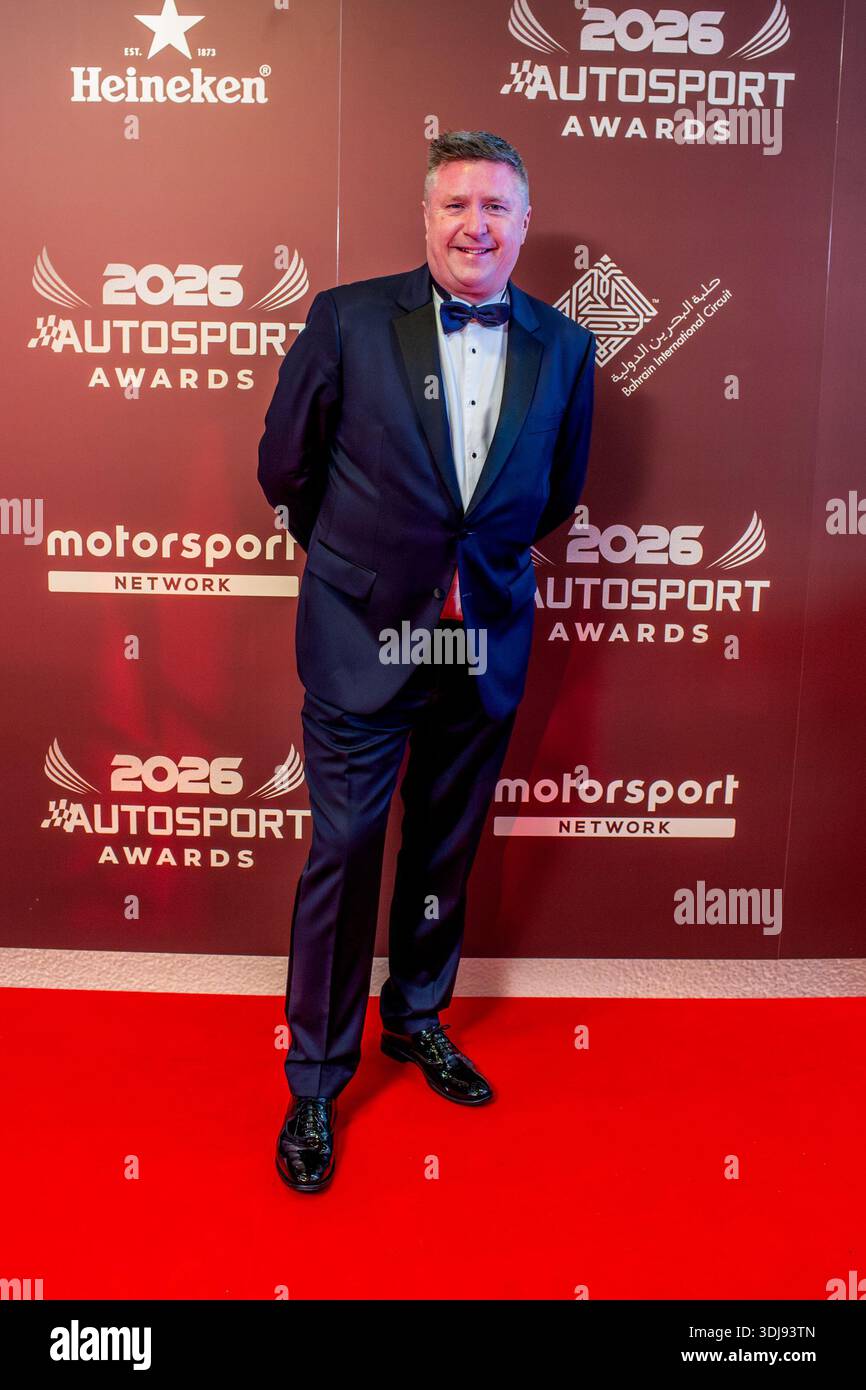 F1 Commentator David "Crofty" Croft stands for photos on the red carpet ...