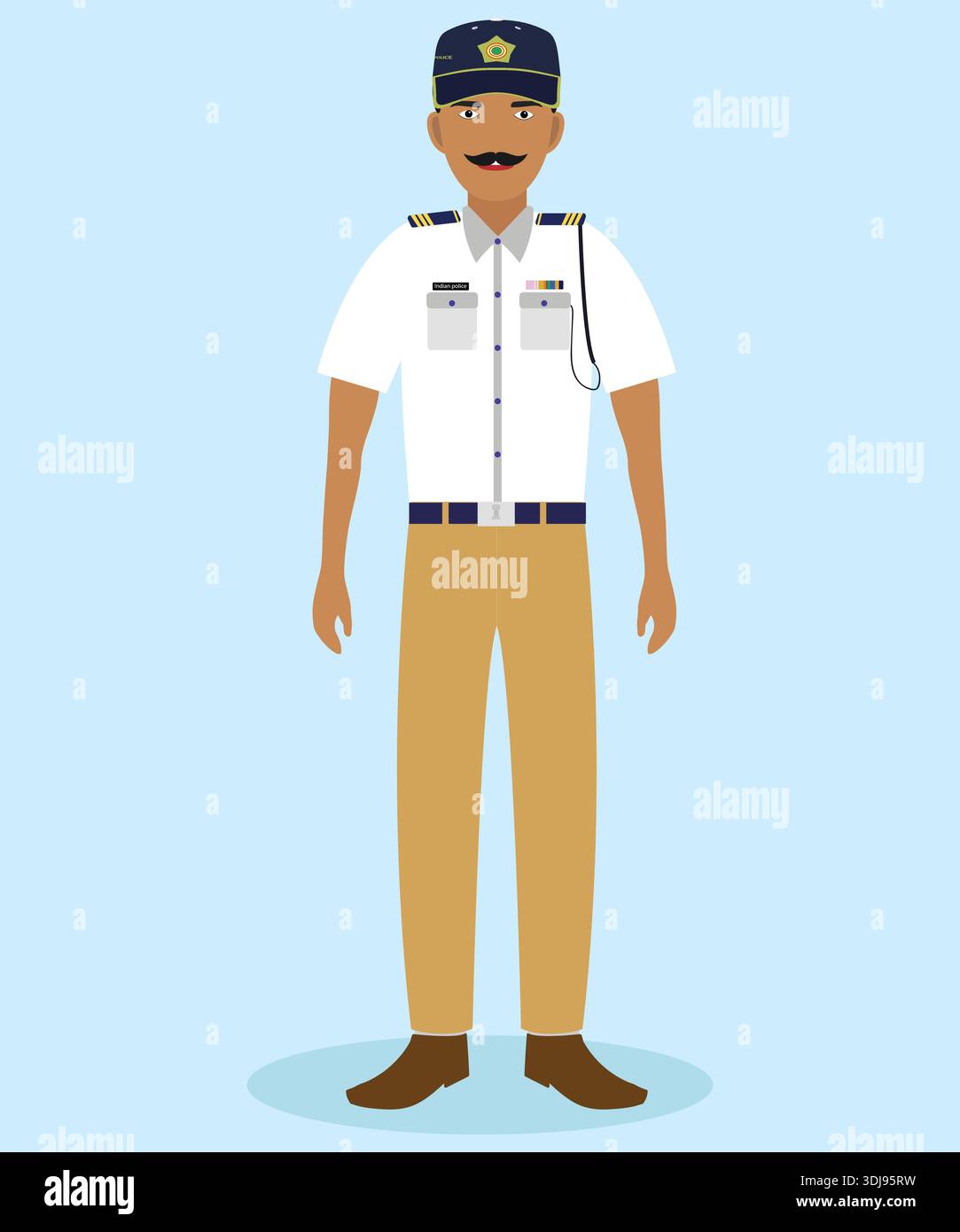 Mumbai Traffic Police Officer Vector Illustration Showing Indian ...