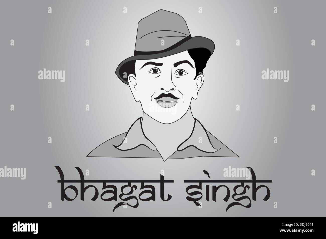 Bhagat Singh Vector Portrait Illustration Depicting the Indian Freedom ...