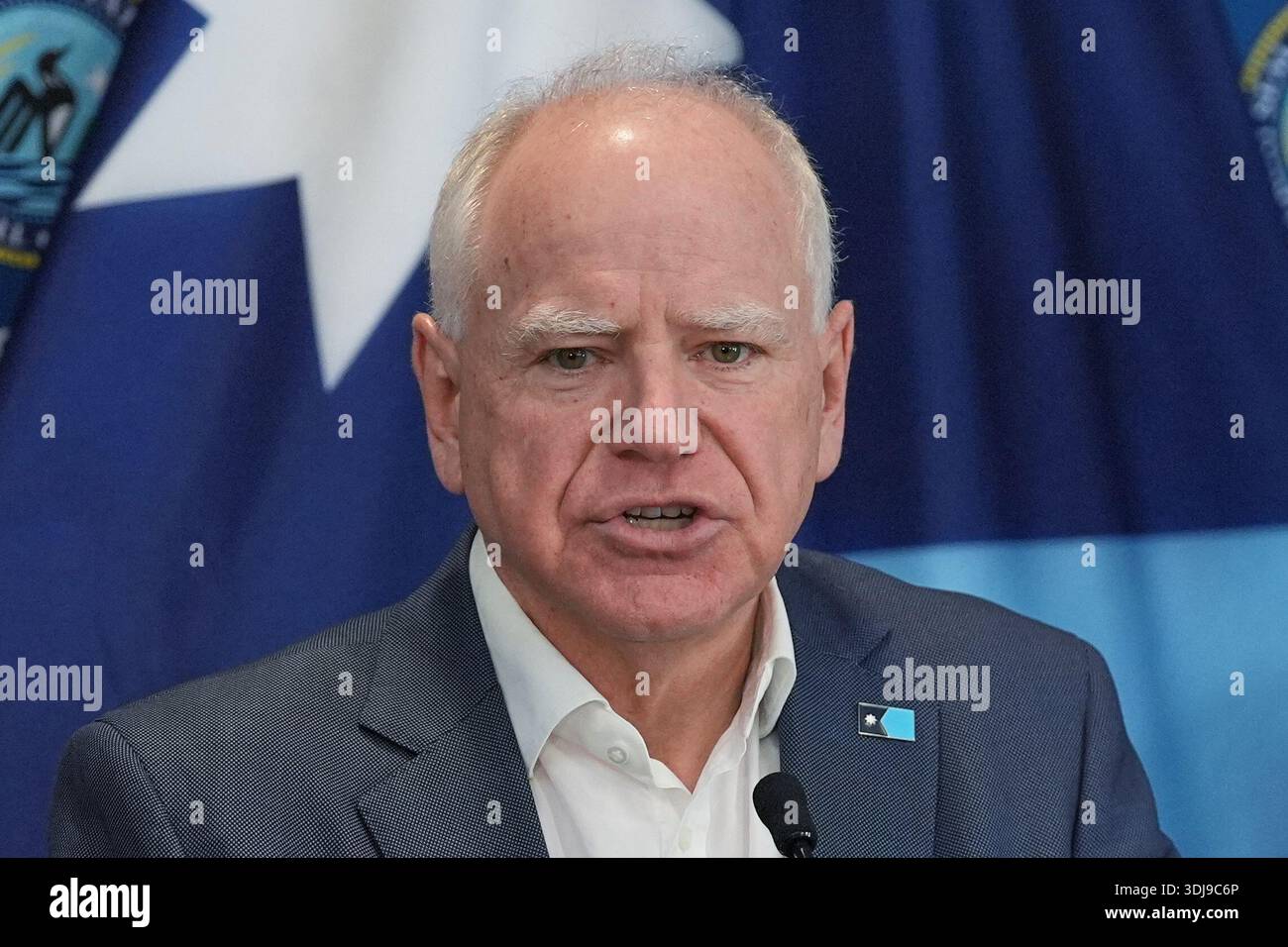 Minnesota Gov. Tim Walz speaks during a news conference in Blaine, Minn ...