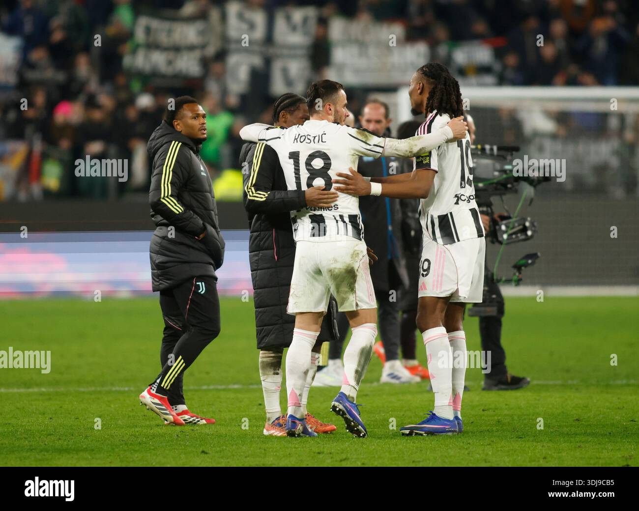 Filip Kostic of Juventus FC celebrating with team mates after a goal ...