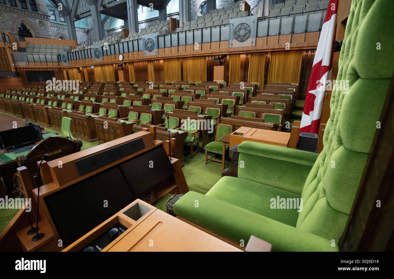 The view of the government benches is seen from the Speakers Chair in ...