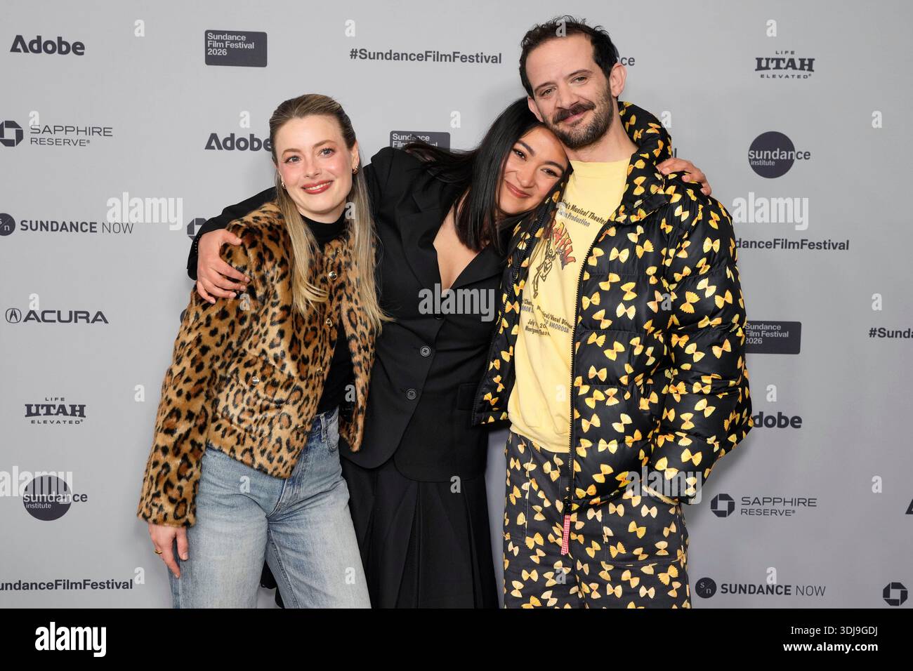 Gillian Jacobs, from left, Giselle Bonilla and Will Brill attend the ...