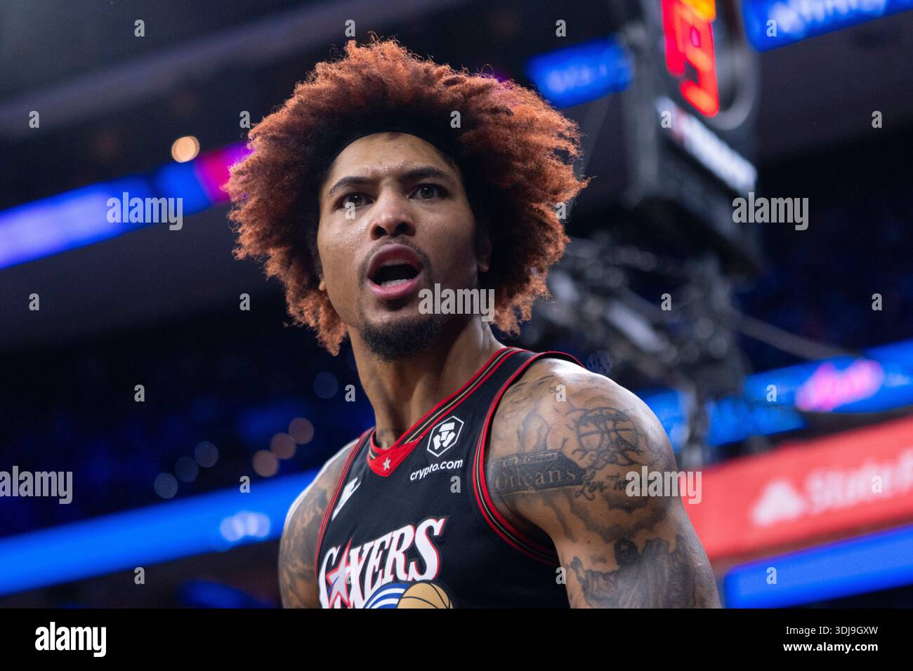 Philadelphia 76ers' Kelly Oubre Jr. reacts during an NBA basketball ...