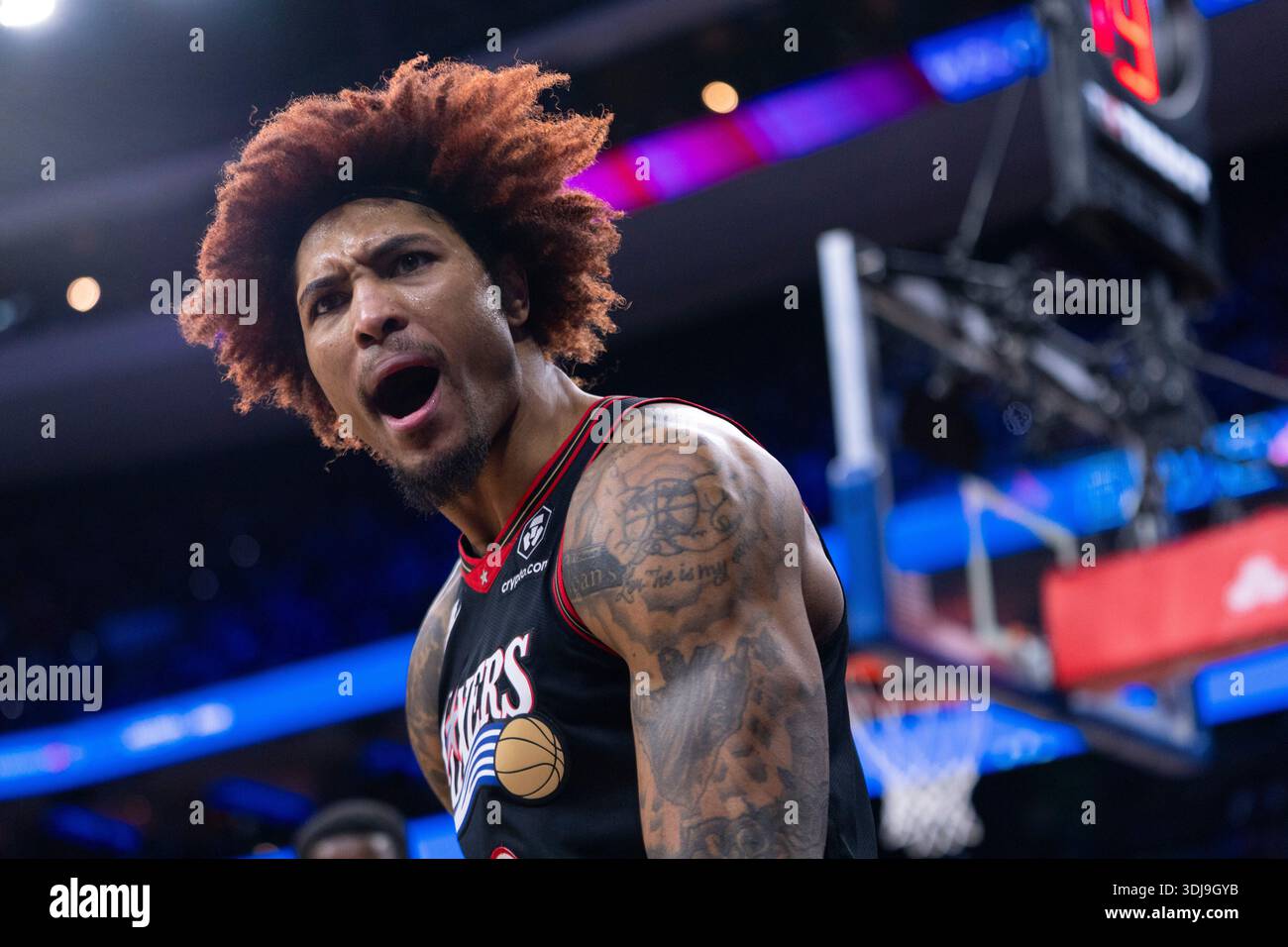 Philadelphia 76ers' Kelly Oubre Jr. reacts during an NBA basketball ...