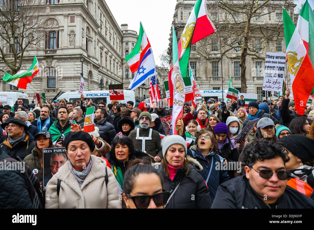 London. UK. 25 Jan 2026 - Thousands of Iranian protesters demonstrate ...