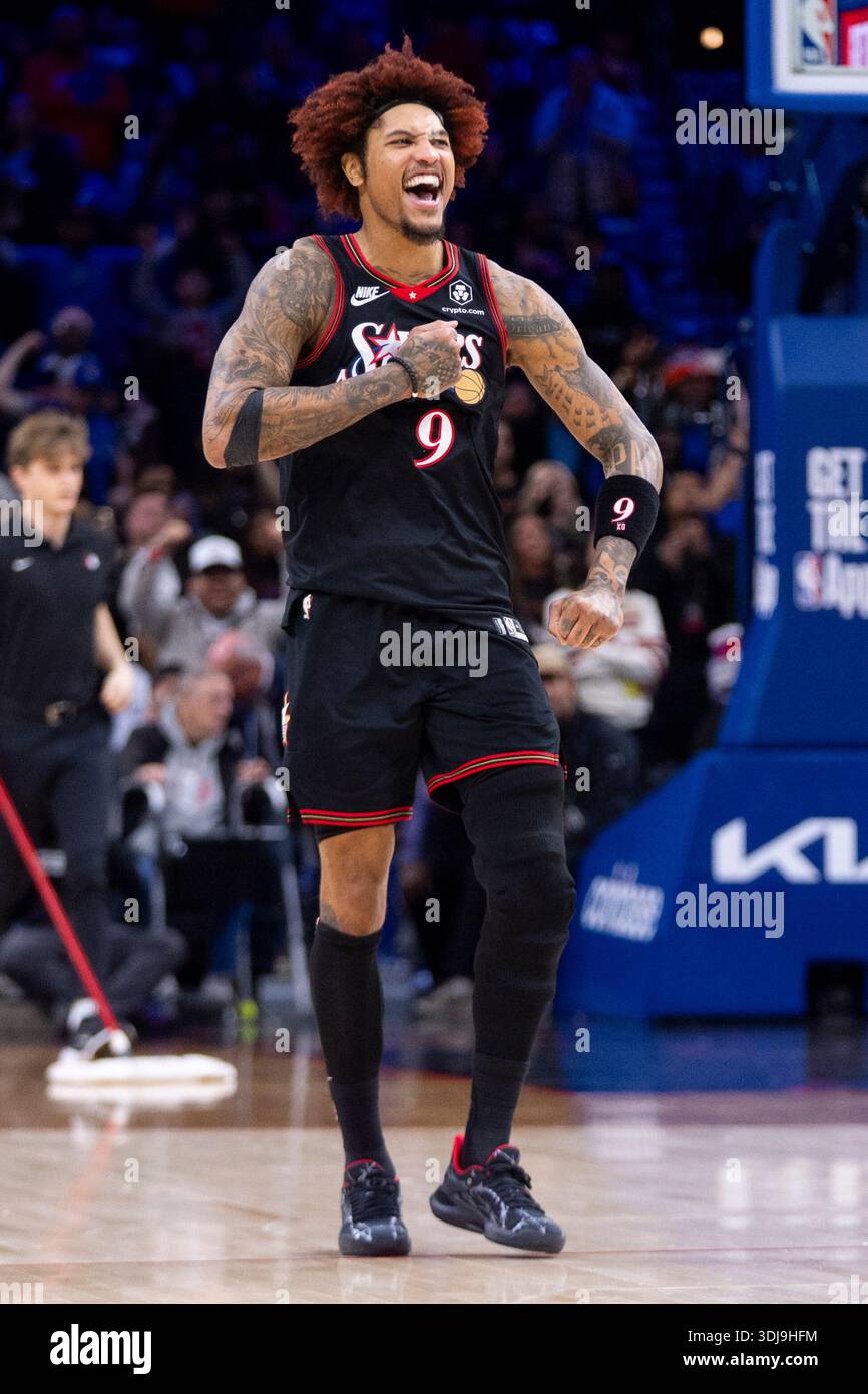 Philadelphia 76ers' Kelly Oubre Jr. reacts during an NBA basketball ...