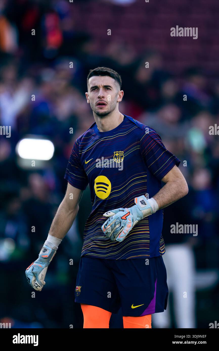 FC Barcelona player (13) Joan Garcia, goalkeeper of FC Barcelona during ...