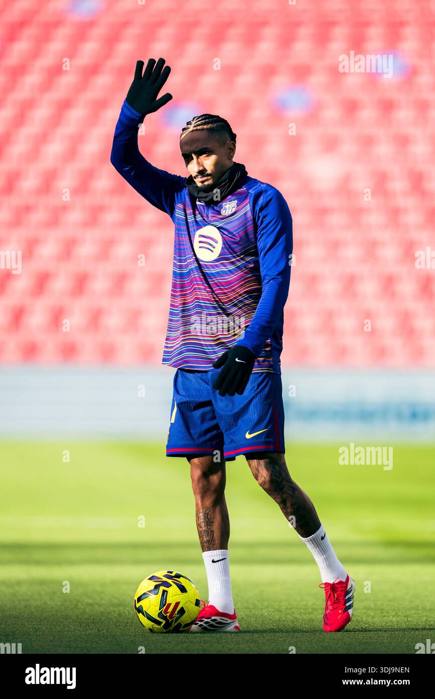 FC Barcelona player (11) Raphinha waving during LaLiga EA Sports match ...