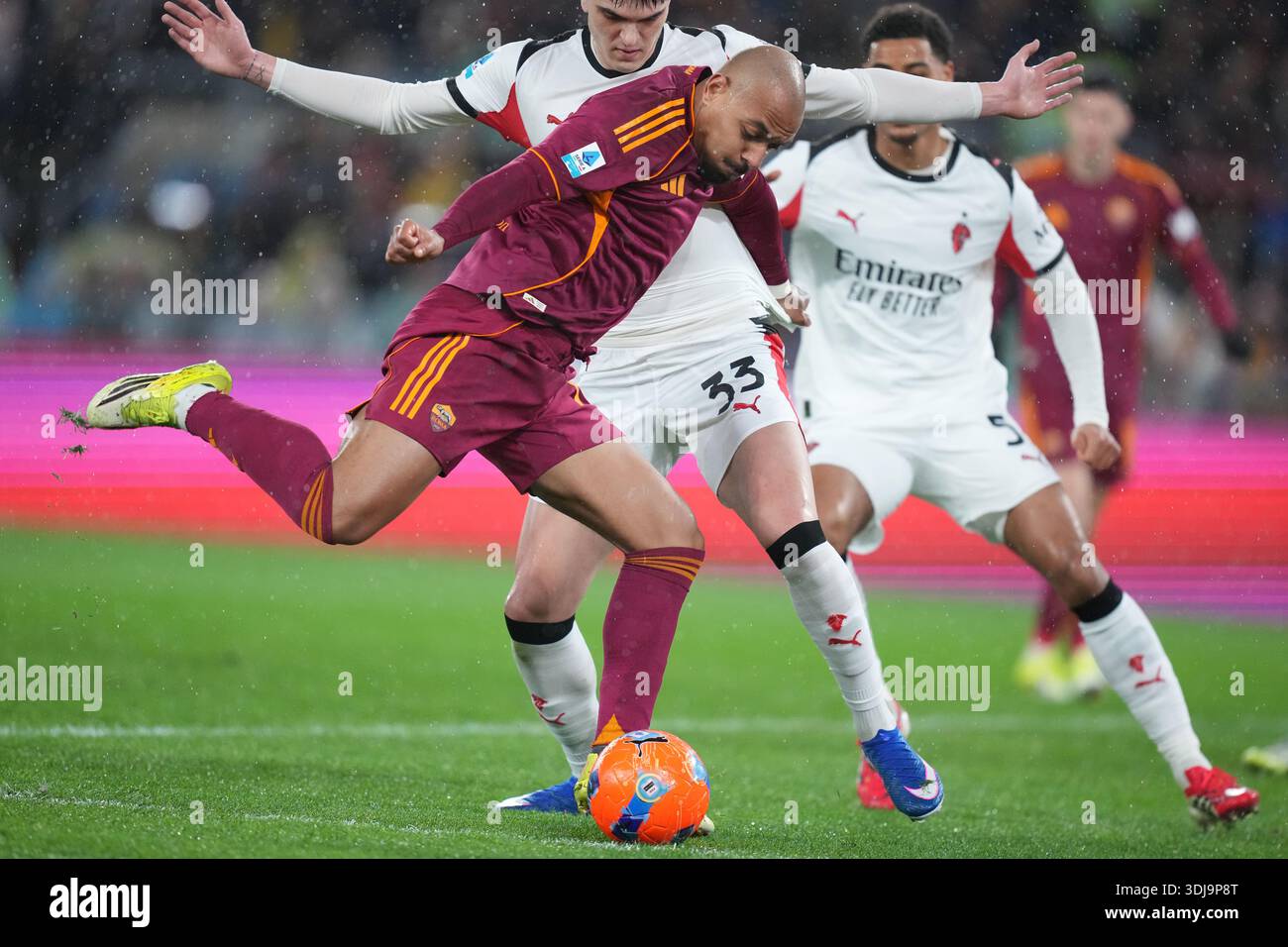 Roma's Donyell Malen shoots the ball during the Serie A EniLive soccer ...