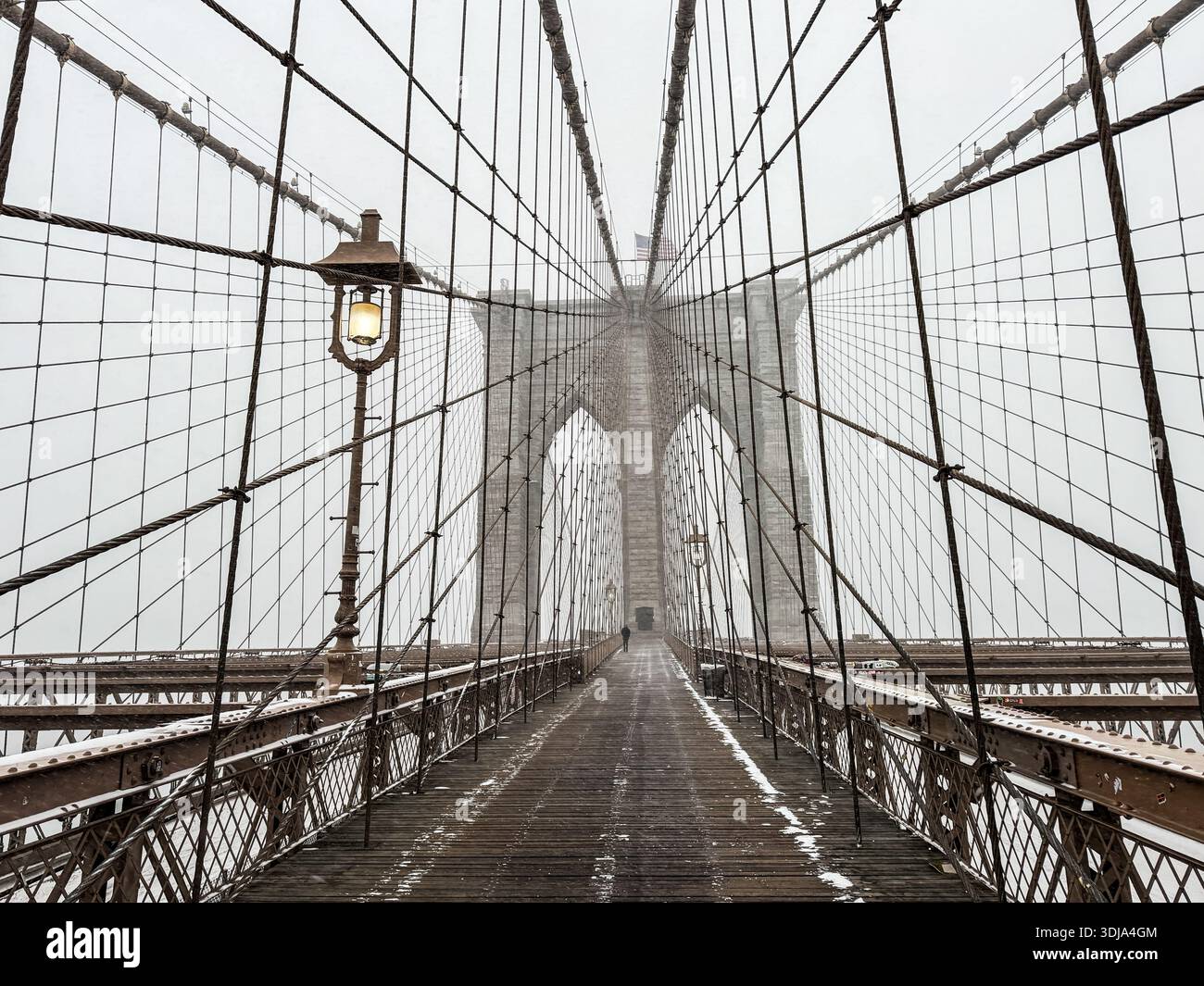 Brooklyn Bridge is seen covered with snow during a snowstorm in New ...