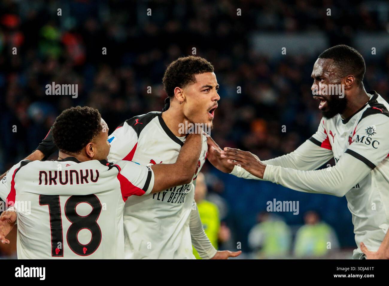 Koni De Winter of AC Milan goal celebrations during AS Roma vs AC Milan ...