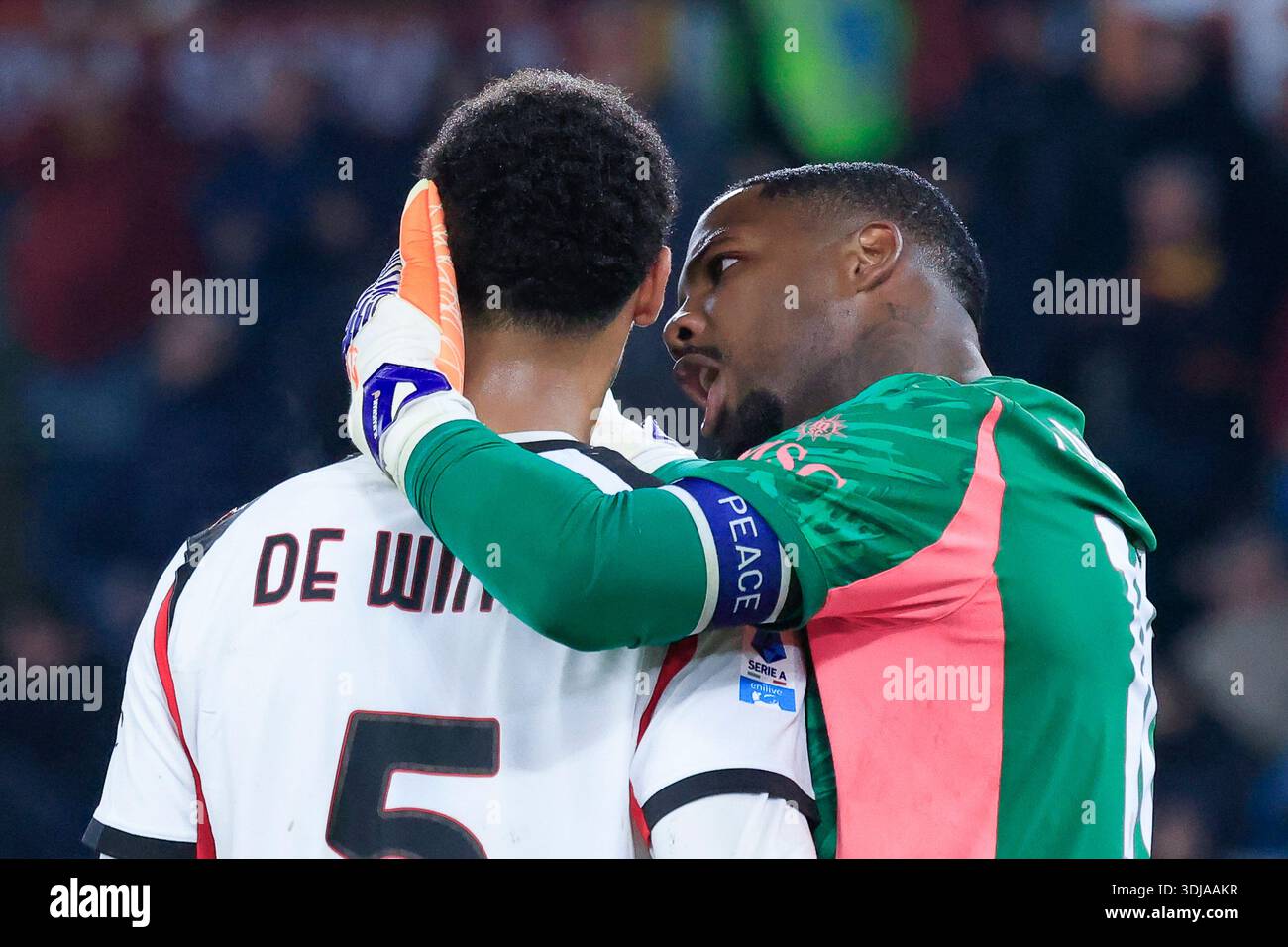 Rome, Italy, 25 January, 2026. Mike Maignan, right, goalkeeper of Milan ...
