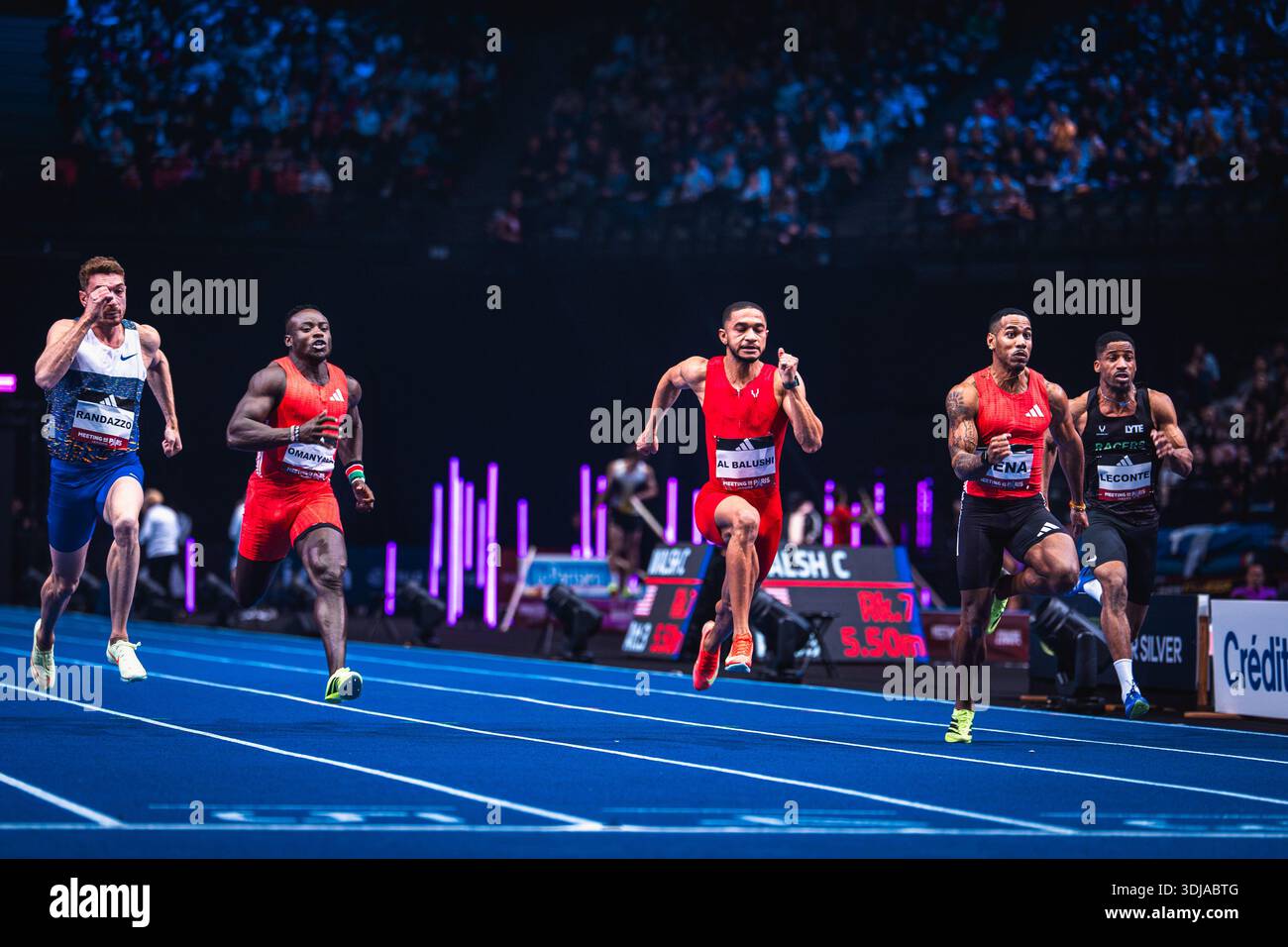 Ali Al Balushi (OMA), Reynier Mena (CUB), Ferdinand Omanyala (KEN) 60m ...
