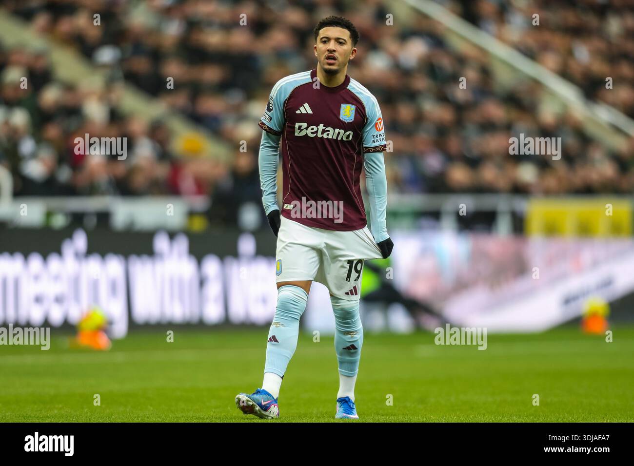 Jadon Sancho Of Aston Villa during the Newcastle United v Aston Villa ...