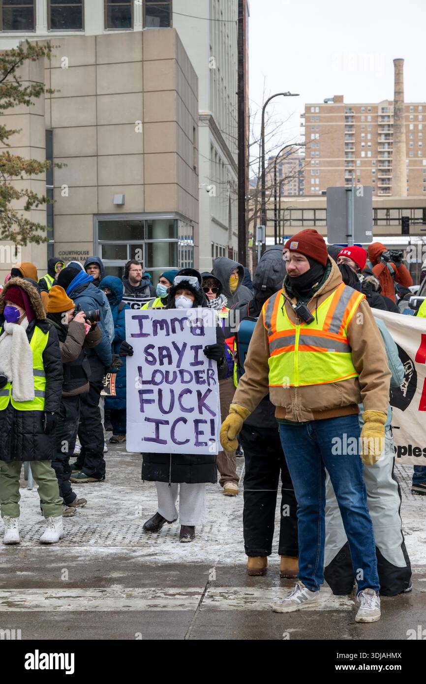 Minneapolis, Minnesota. January 17, 2026. Protesters fill the streets ...