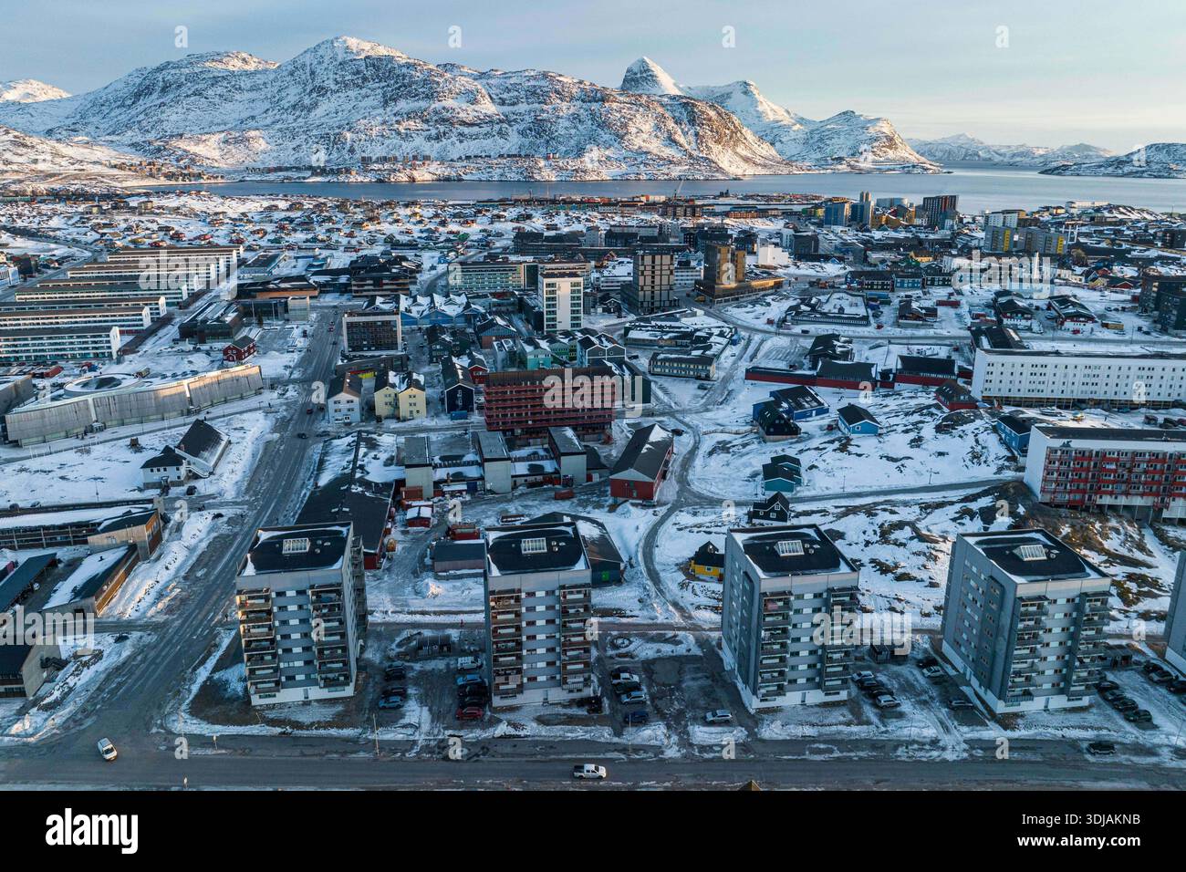 Houses are seen in Nuuk, Greenland, on Sunday, Jan. 25, 2026. (AP Photo ...