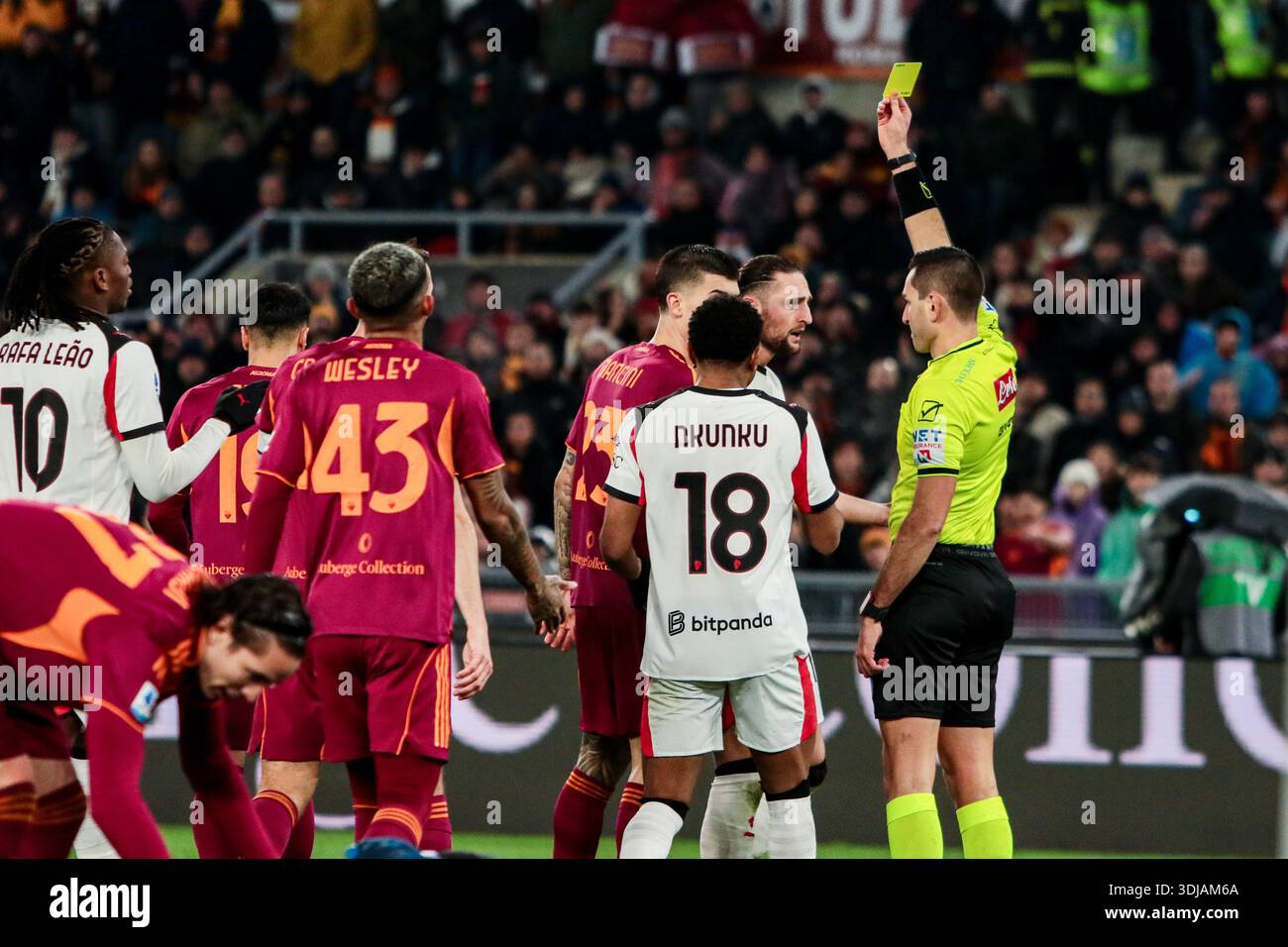 Andrea Colombo referee and Adrien Rabiot of AC Milan during AS Roma vs ...