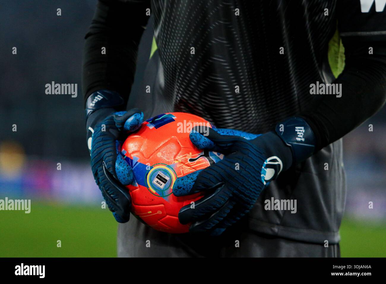 Mile Svilar of A.S. Roma and serie a official red ball during AS Roma ...