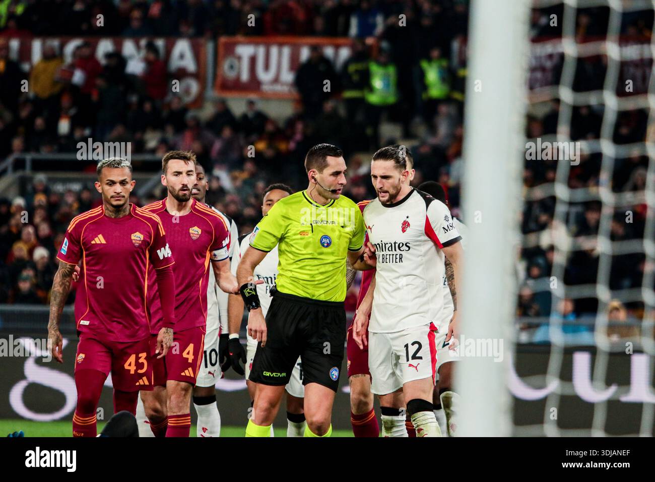 Andrea Colombo referee and Adrien Rabiot of AC Milan during AS Roma vs ...