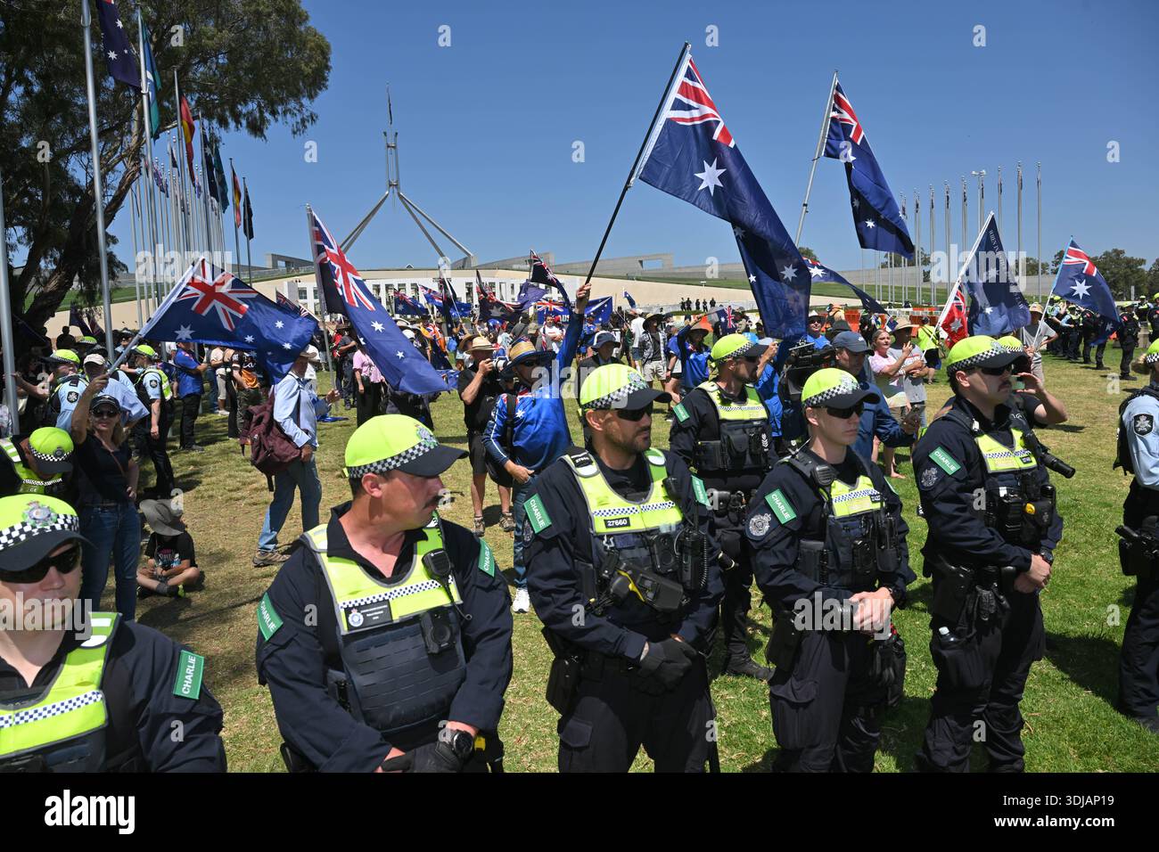 Anti-immigration March For Australia rally outside Parliament House in ...