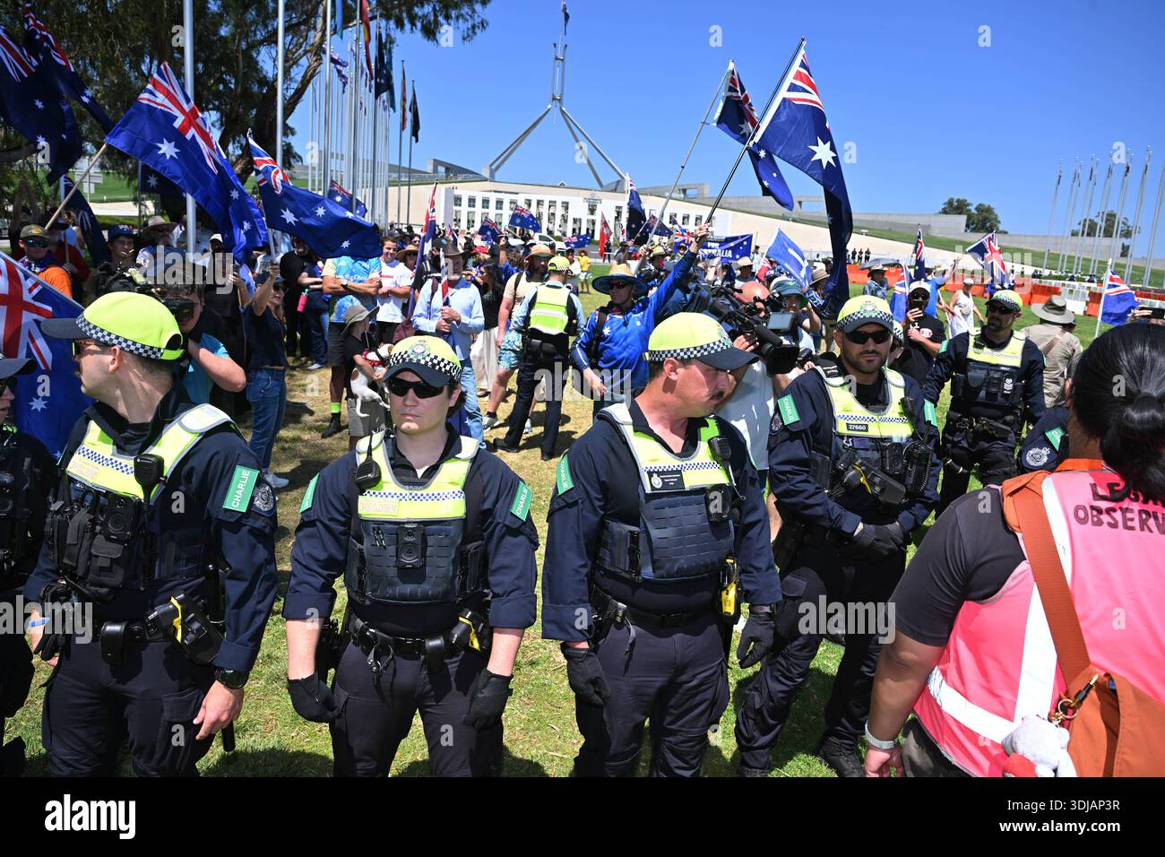 Anti-immigration March For Australia rally outside Parliament House in ...