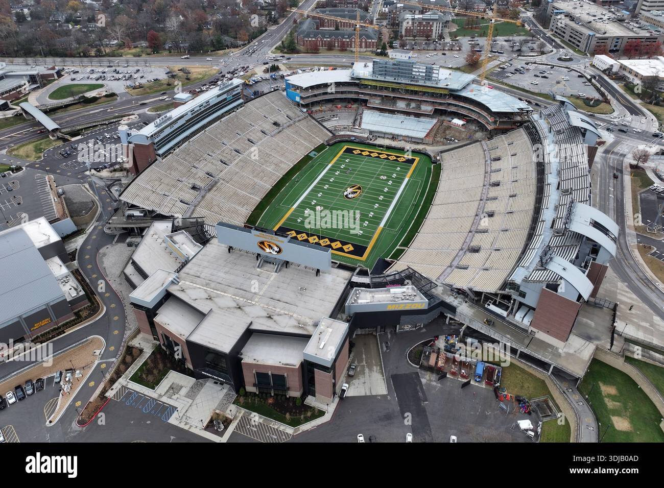 A general overall aerial view of Faurot Field at Memorial Stadium at ...