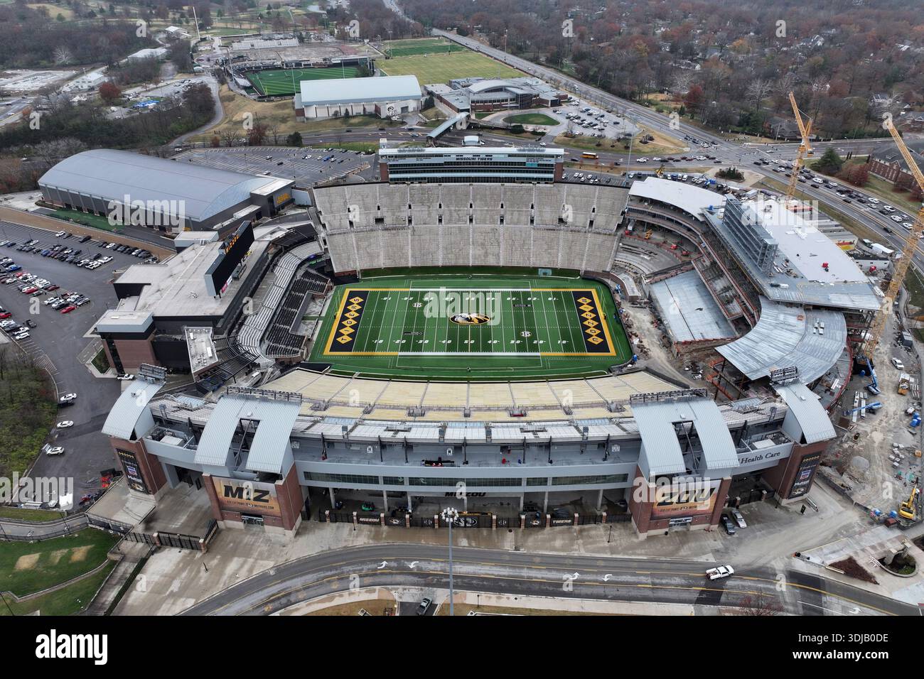 A general overall aerial view of Faurot Field at Memorial Stadium at ...