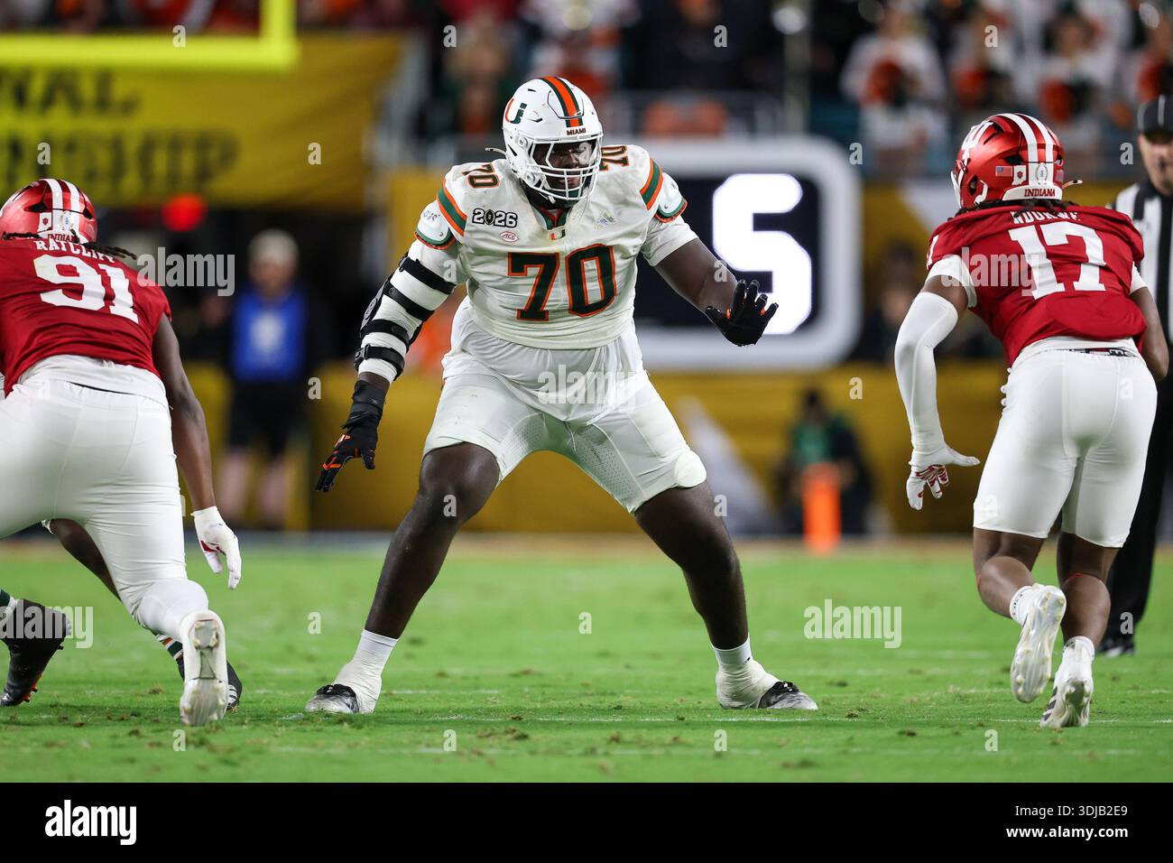 January 19, 2026: Miami (FL) Hurricanes offensive lineman Markel Bell ...