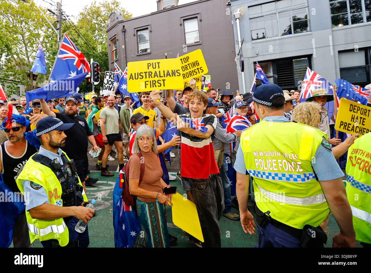 Sydney, Australia. 26th Jan, 2026. A far-right activist is seen making ...