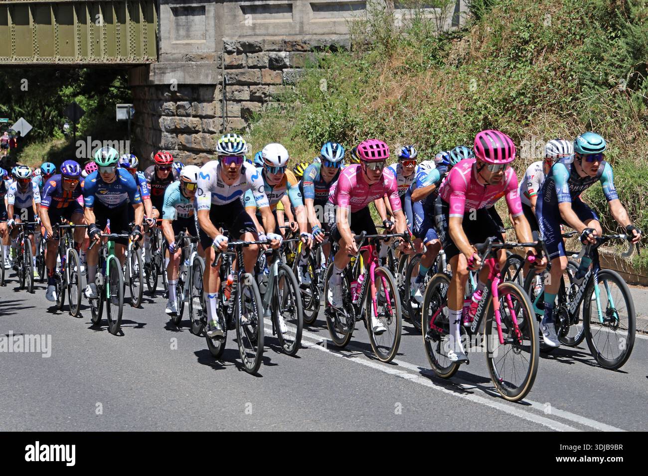 Riders passing through the Adelaide Hills town of Aldgate during stage ...