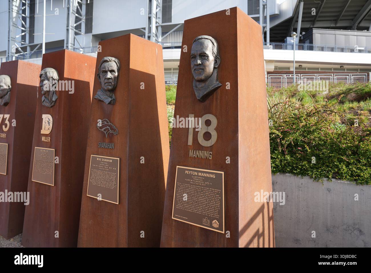 A monument for Denver Broncos ring of fame quarterback Peyton Manning ...