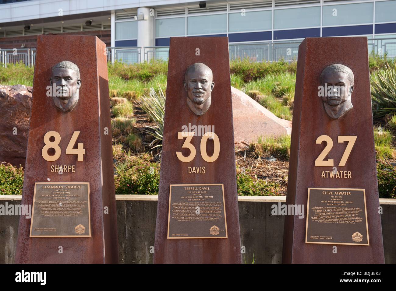 Monuments for Denver Broncos ring of fame members Shannon Sharpe (84 ...