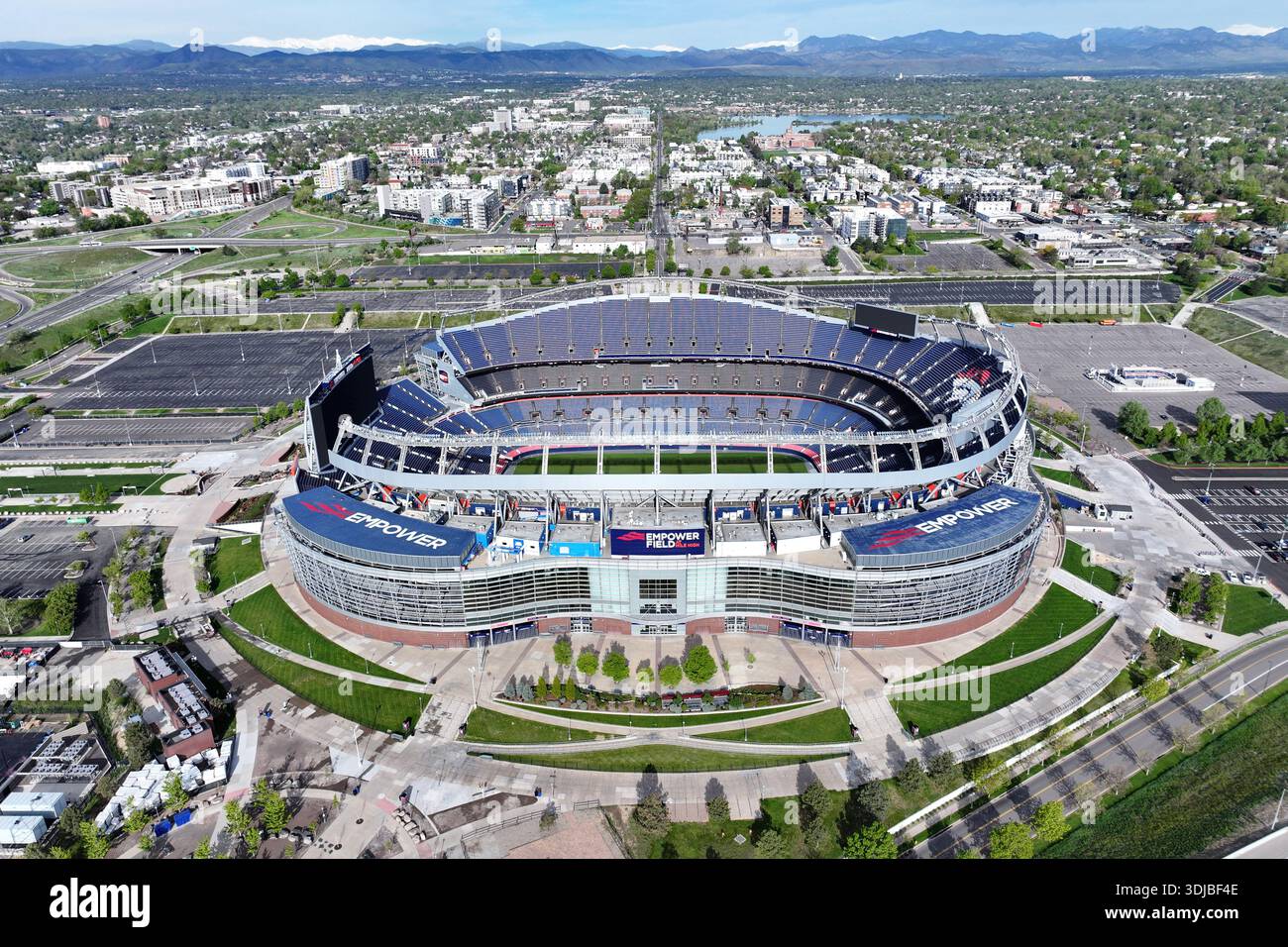 A general overall aerial view of Empower Field at Mile High, Saturday ...
