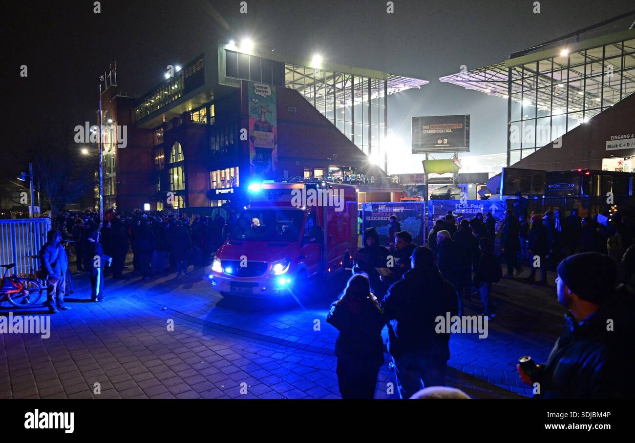 Ambulance in front of the Millerntor Stadium Hamburg, January 23, 2026 ...