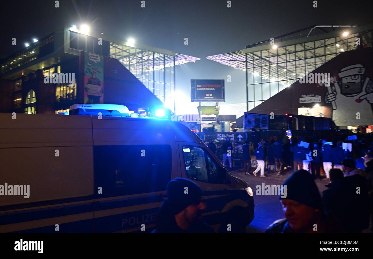 Police in front of the Millerntor Stadium Hamburg, January 23, 2026 ...